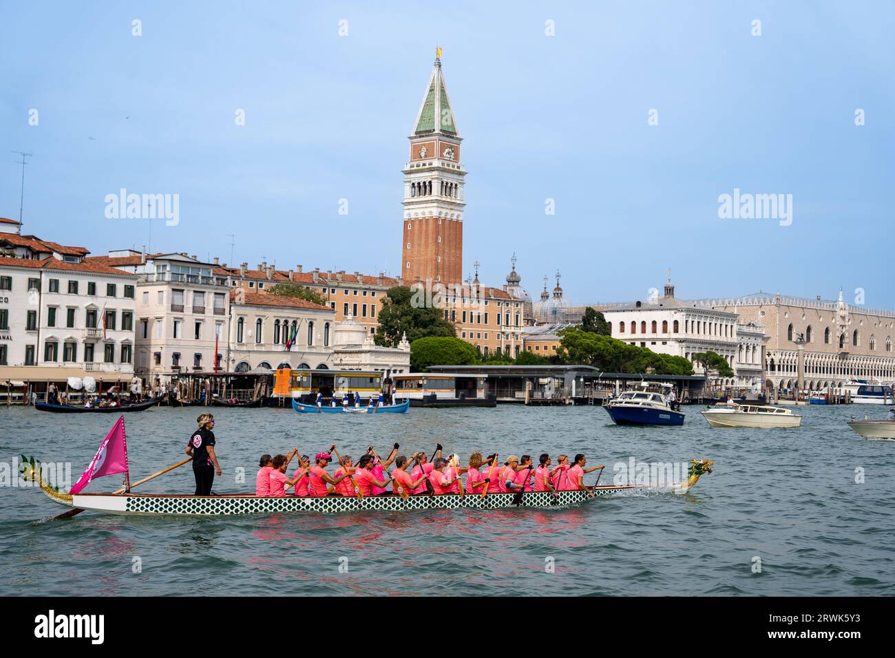 Venice, Italy - September 3, 2023: Historical ships open the Regata ...