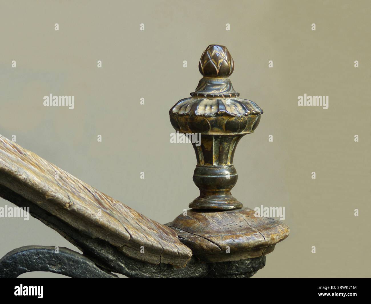 Brass staircase knob set in scene Stock Photo - Alamy