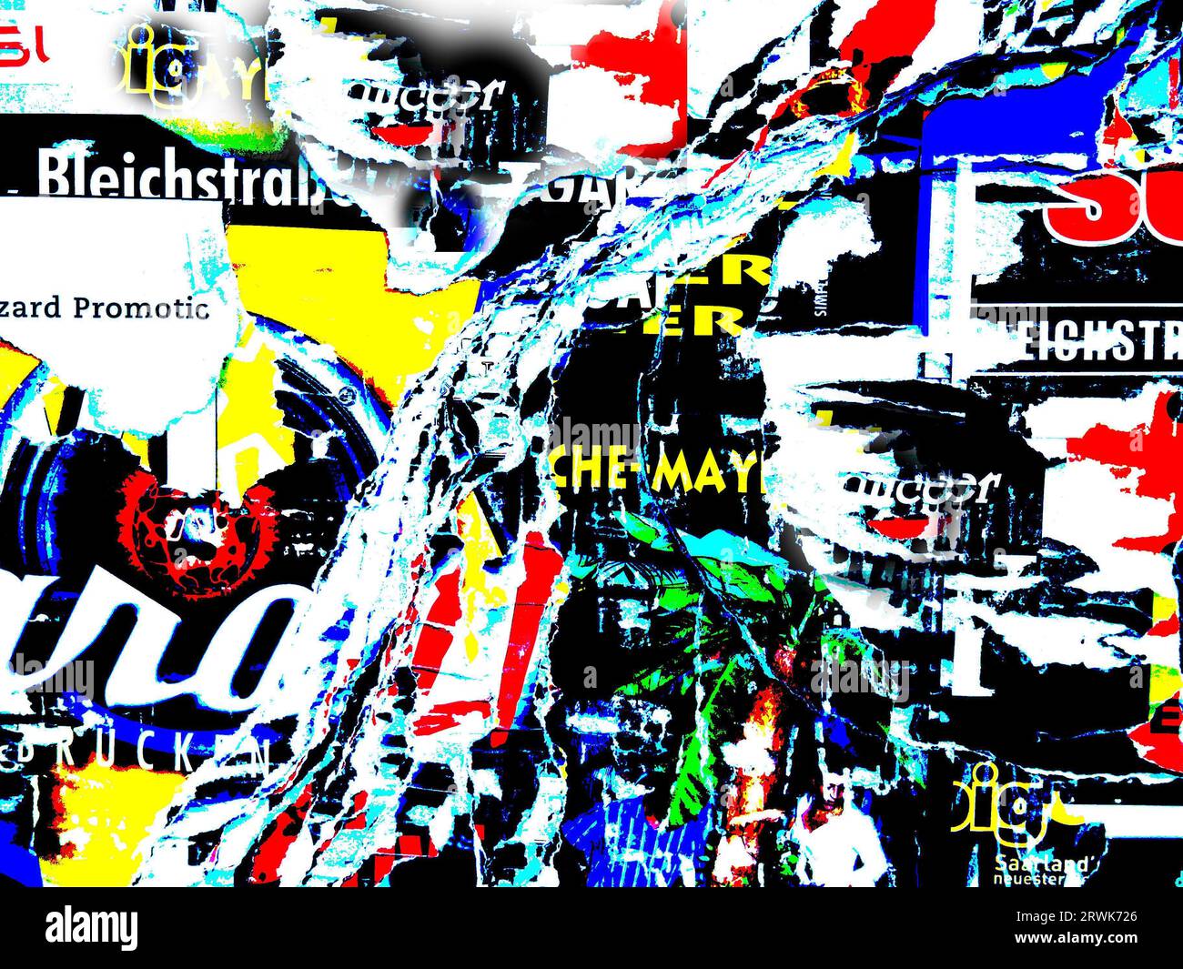Tattered, partly torn posters on a billboard, alienated Stock Photo - Alamy