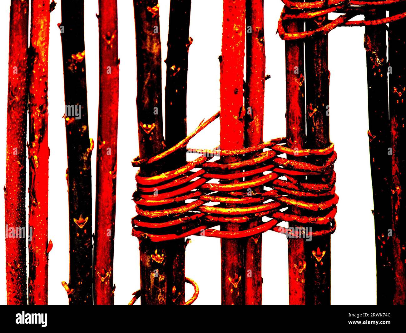 Woven willow sticks, strongly alienated Stock Photo - Alamy