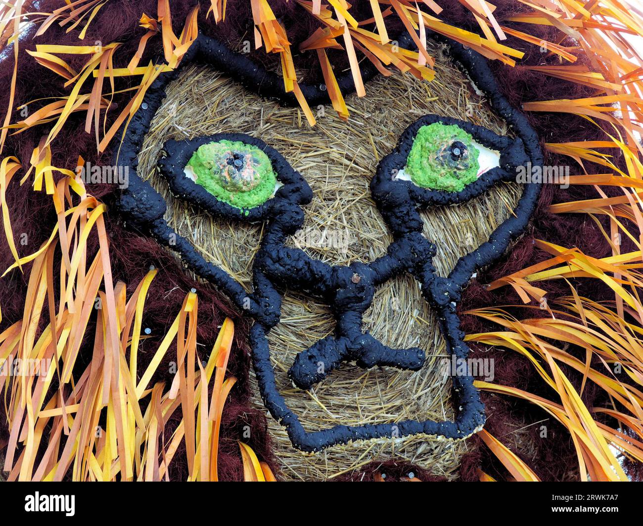 Portrait of a Lion made of Straw for Thanksgiving, full size Stock ...
