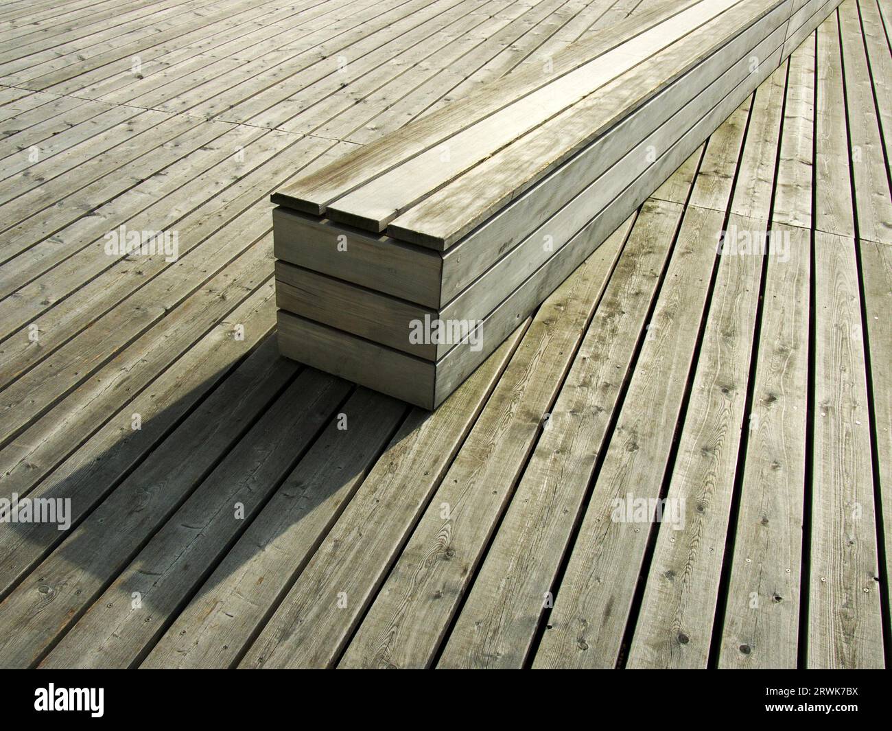 Wooden bench on wooden floor, cut-out Stock Photo - Alamy