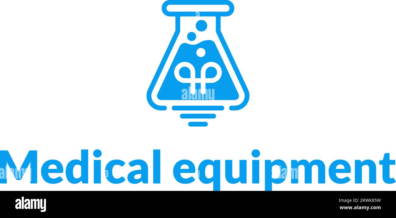 Medical equipment text with lab flask and lightbulb logo Stock Vector ...