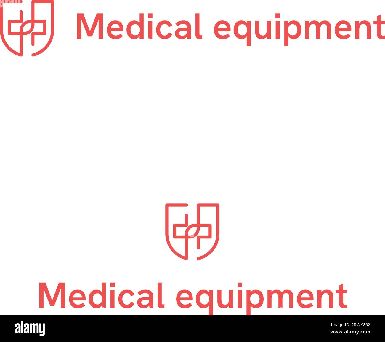 Medical equipment text with shield and medical cross logo Stock Vector ...