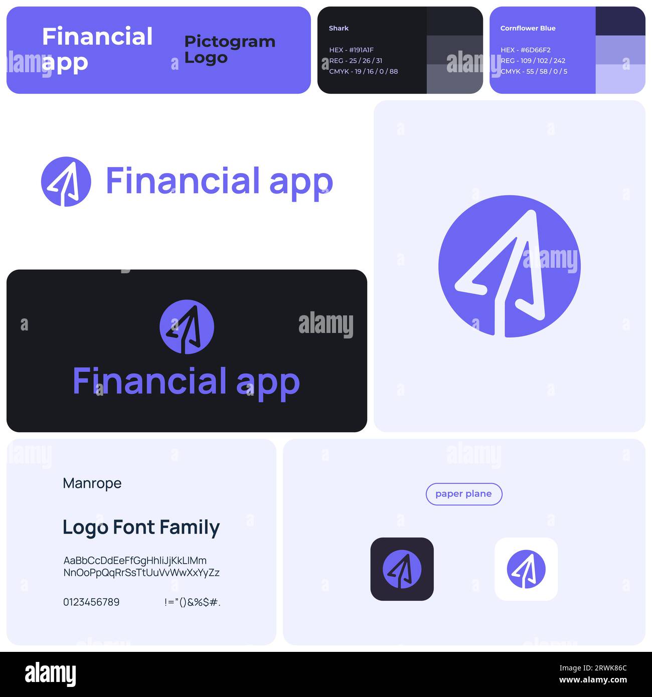 Template with paper plane logo for financial app branding Stock Vector ...