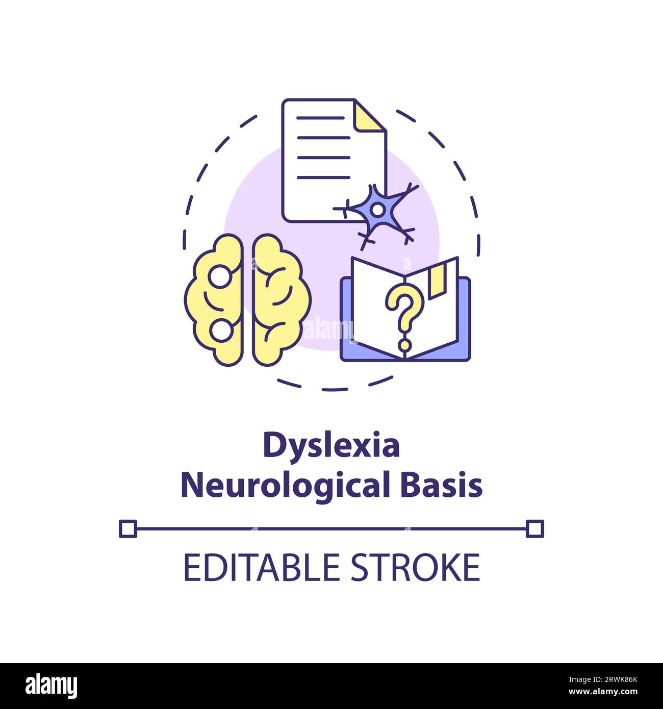 2d Customizable Icon Dyslexia Neurological Basis Concept Stock Vector