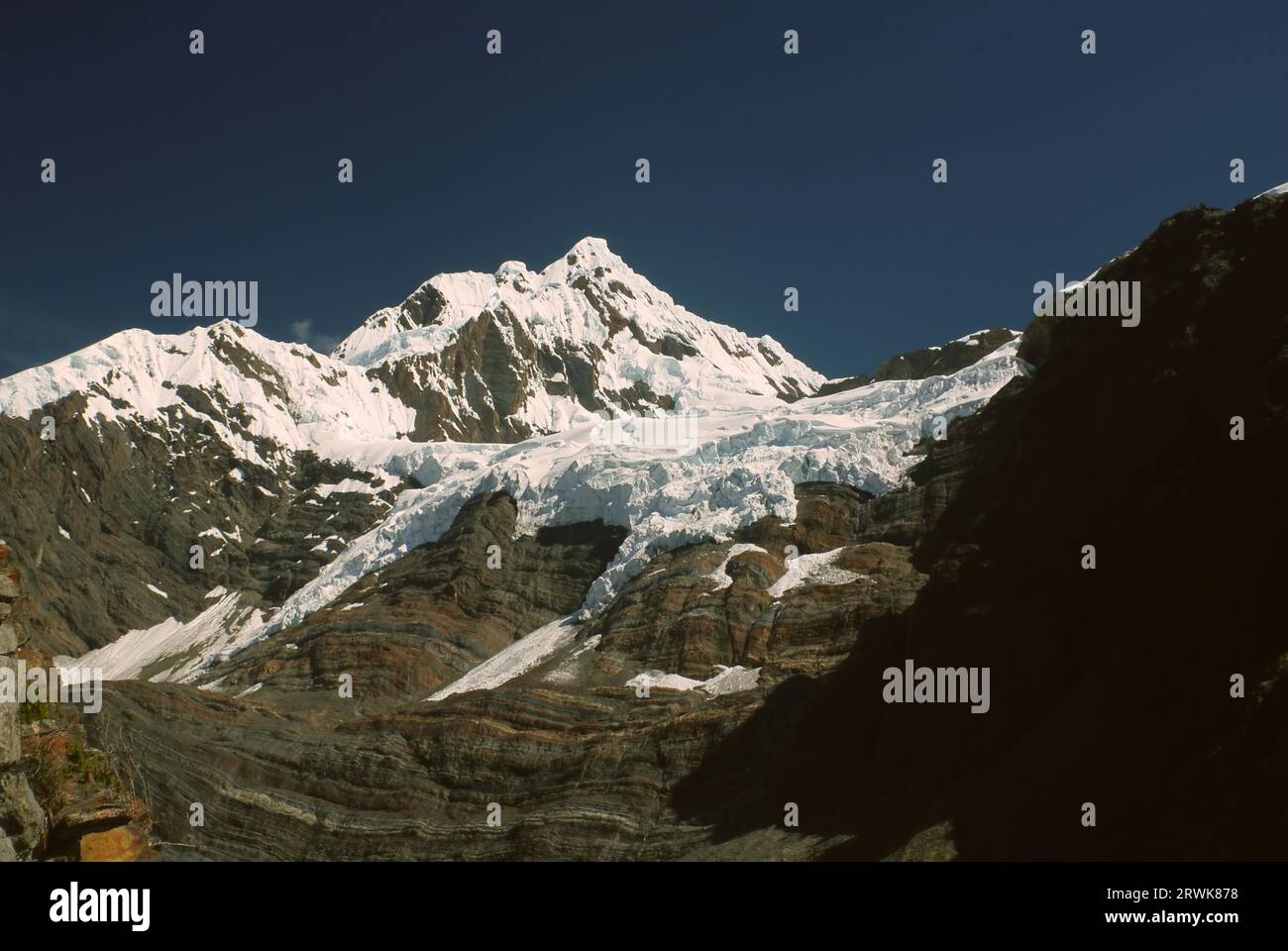 Snow covered mountain peak in cordillera hi-res stock photography and ...