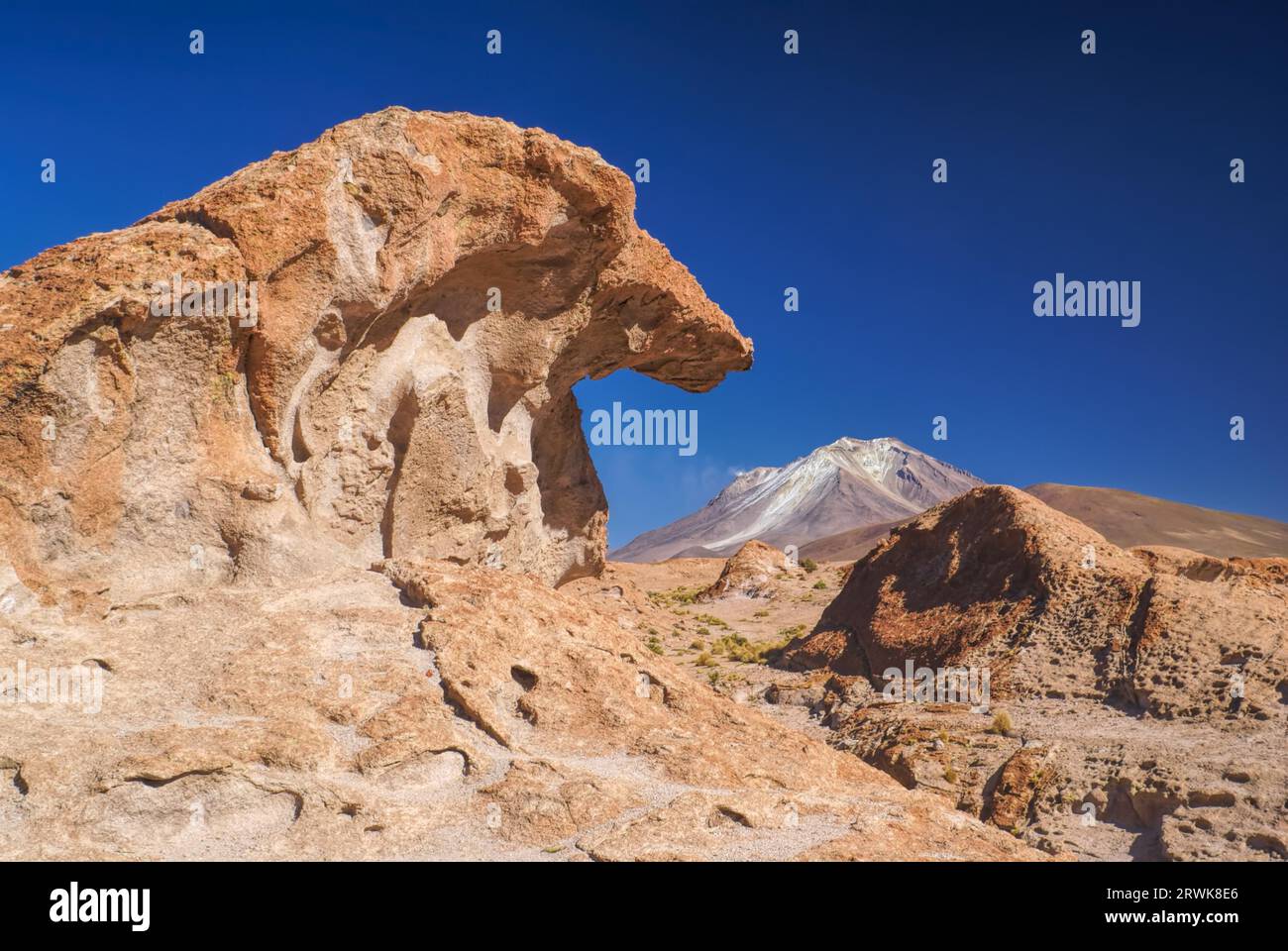 Unusual stone wave near salt planes Salar de Uyuni in bolivian desert ...