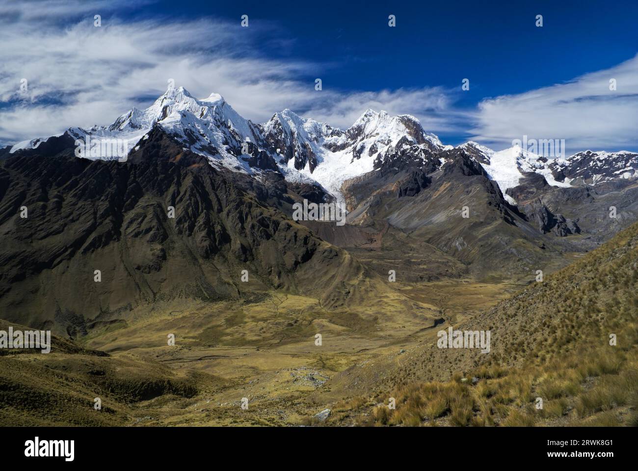 Breathtaking valleys around Alpamayo, one of highest mountain peaks in ...