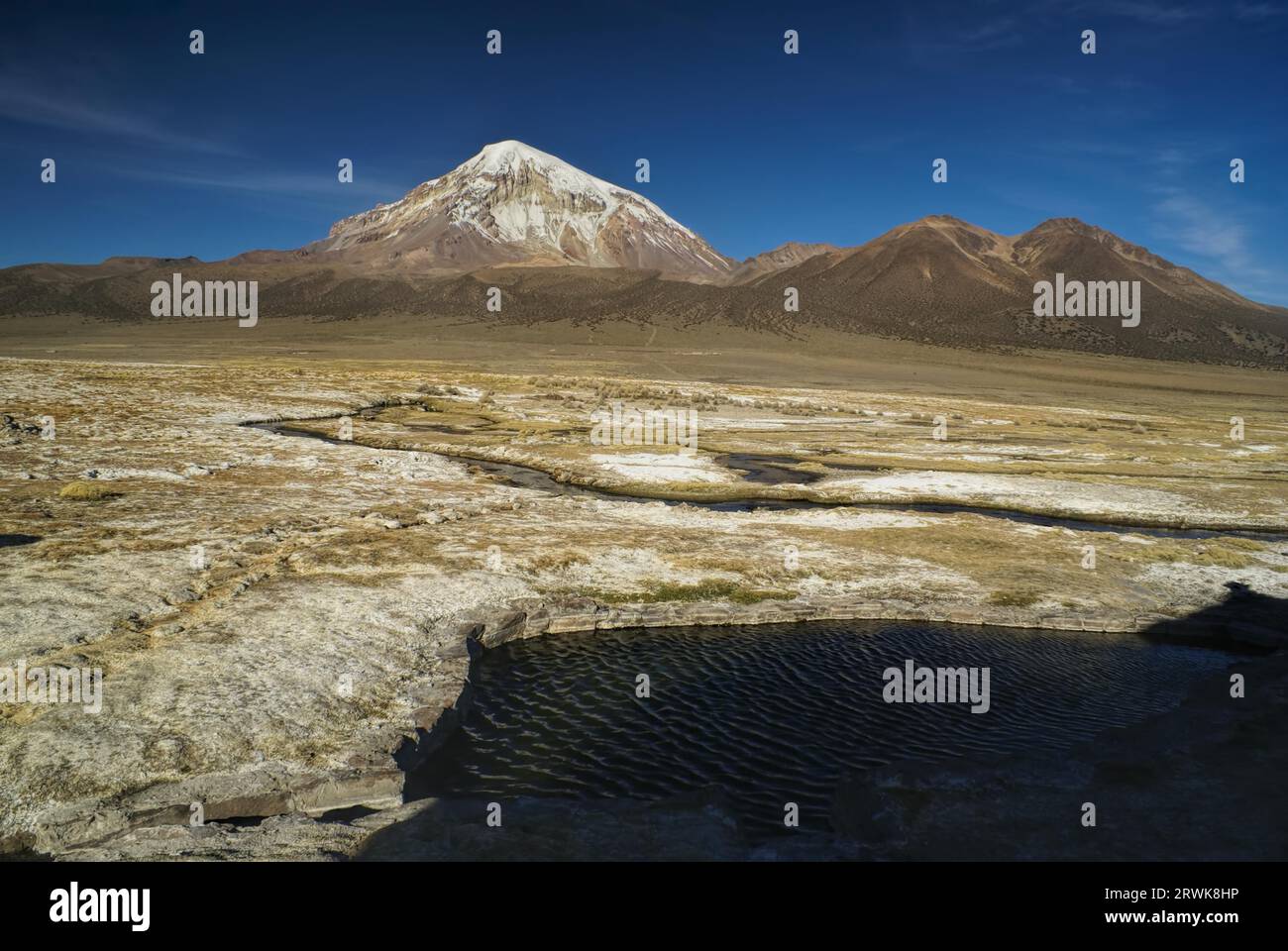 Scenic view of Nevado Sajama volcano, highest peak in Bolivia in Sajama ...