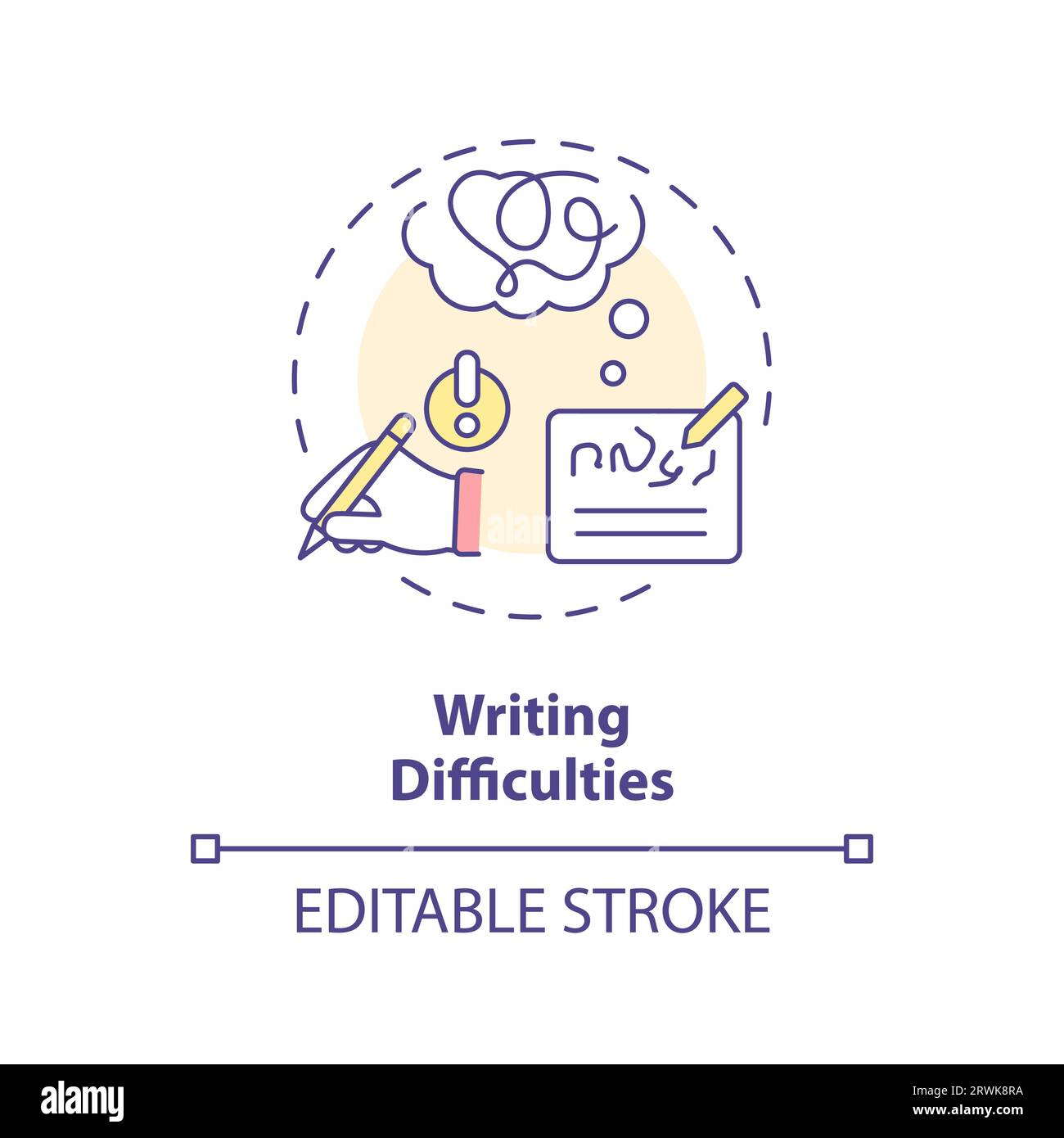 2D customizable line icon writing difficulties concept Stock Vector ... 2D customizable line icon writing difficulties concept Stock Vector ...