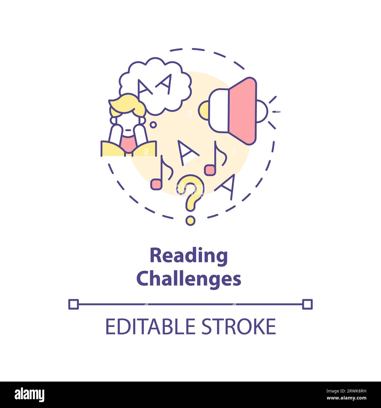 2D customizable line icon reading challenges concept Stock Vector Image ...