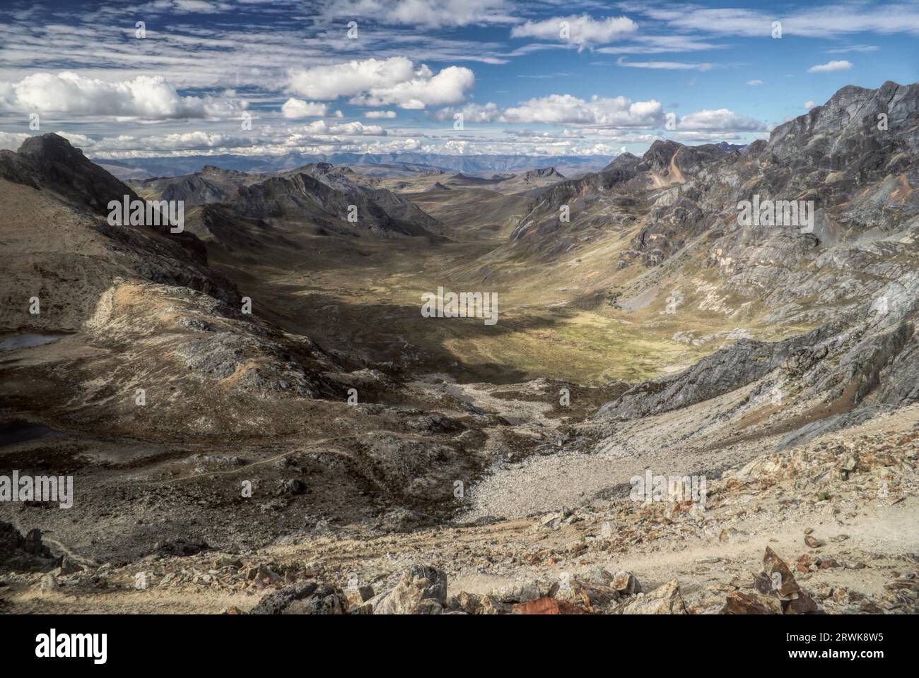Scenic valleys around Alpamayo, one of highest mountain peaks in ...