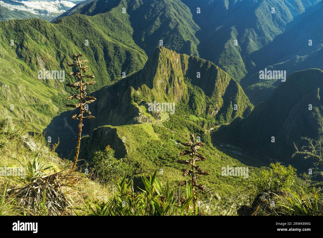 Scenic view of famous Machu Picchu ruins in peruvian andes, South ...