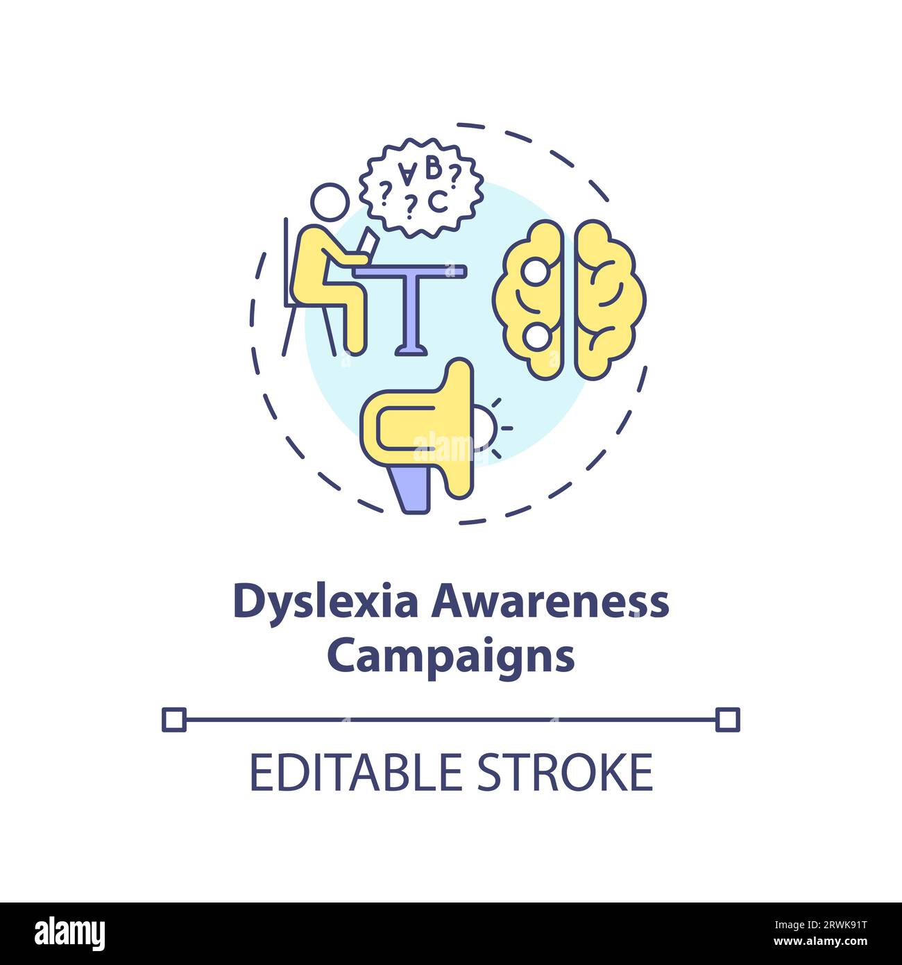 2D customizable line icon dyslexia awareness campaigns concept Stock ... 2D customizable line icon dyslexia awareness campaigns concept Stock ...