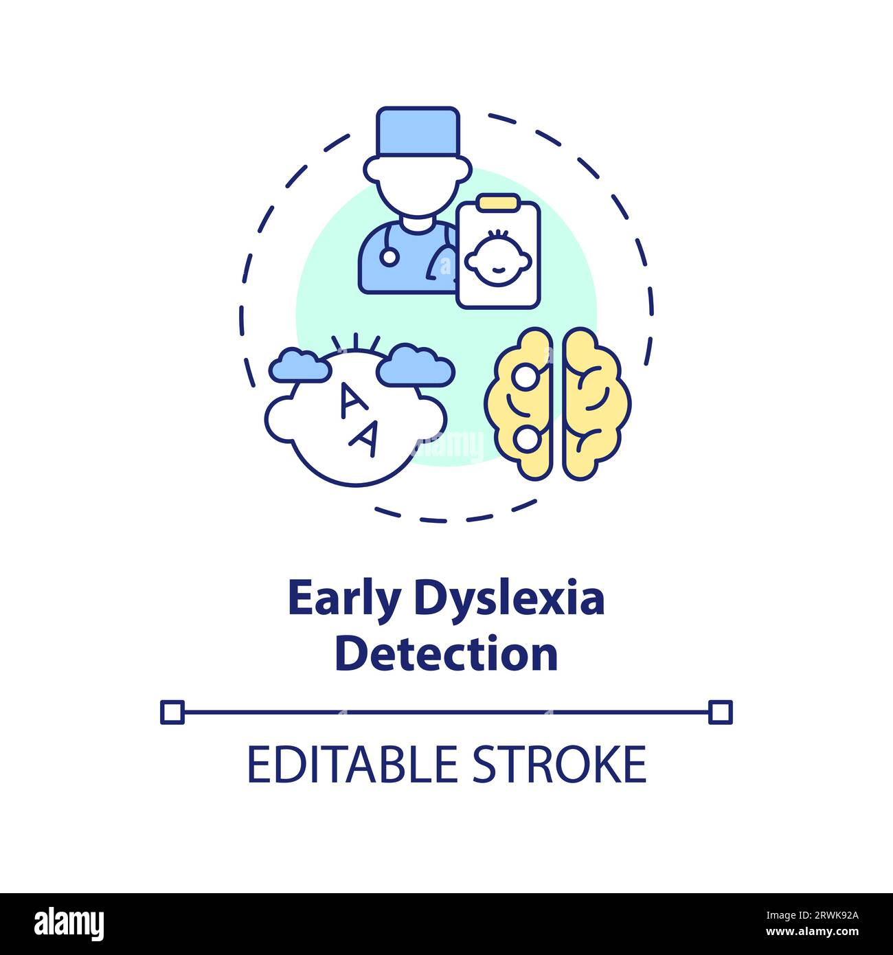 2d Customizable Line Icon Early Dyslexia Detection Concept Stock Vector