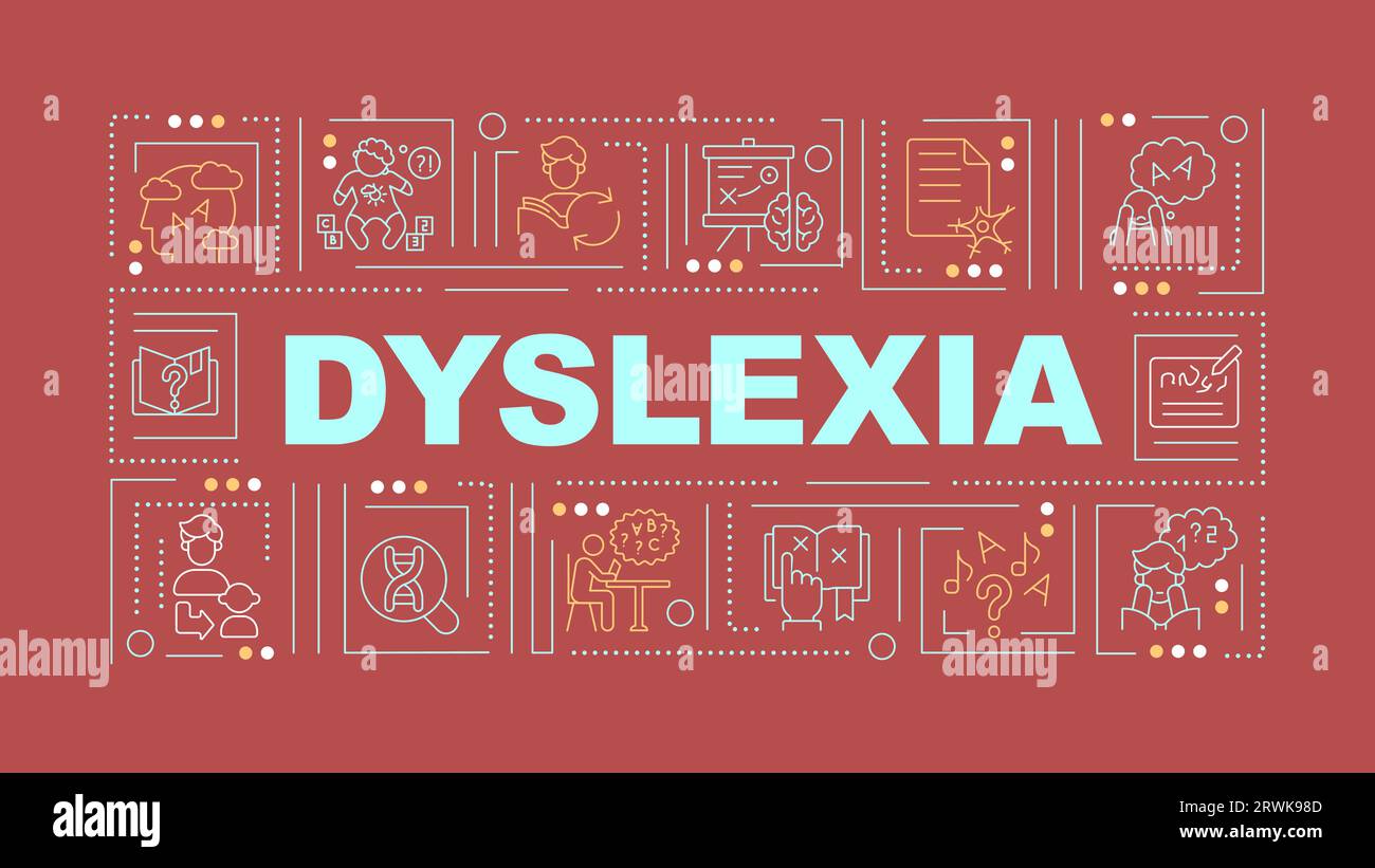 2d Dyslexia Text With Thin Linear Icons Stock Vector Image And Art Alamy