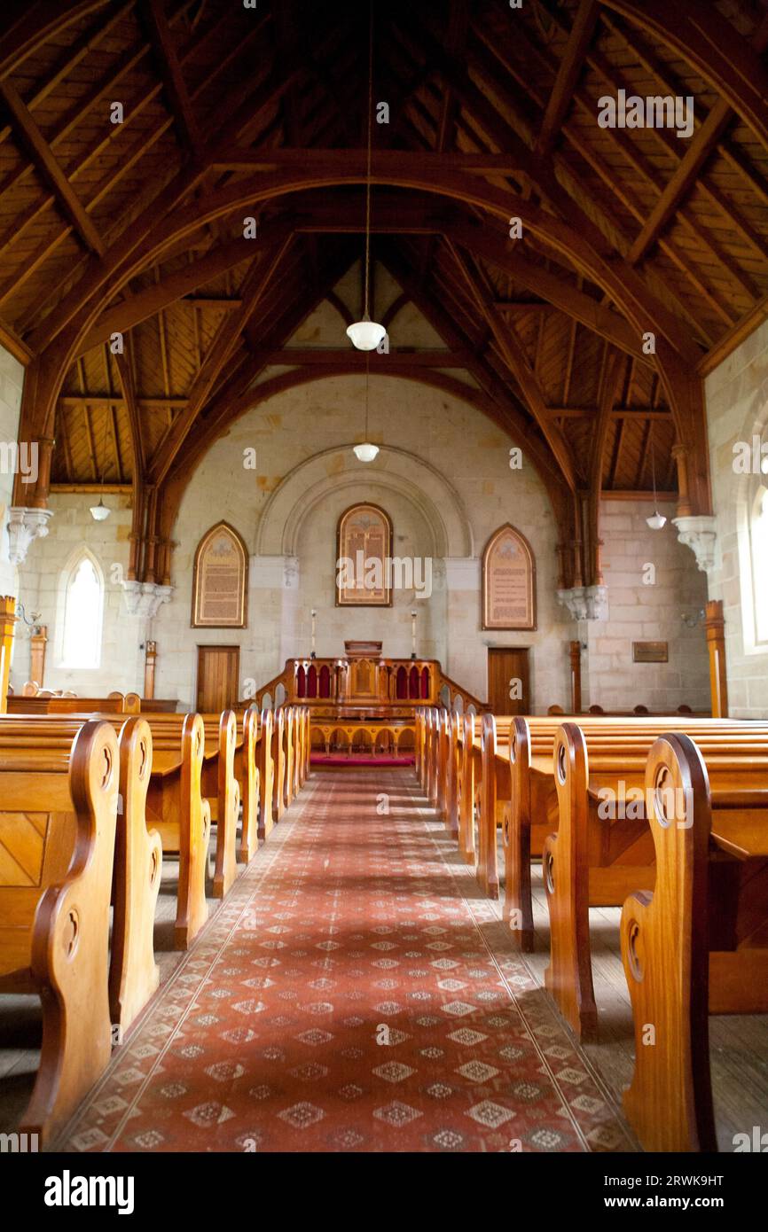 The beautiful interior on a sunny day of Ross Uniting Church in Ross ...