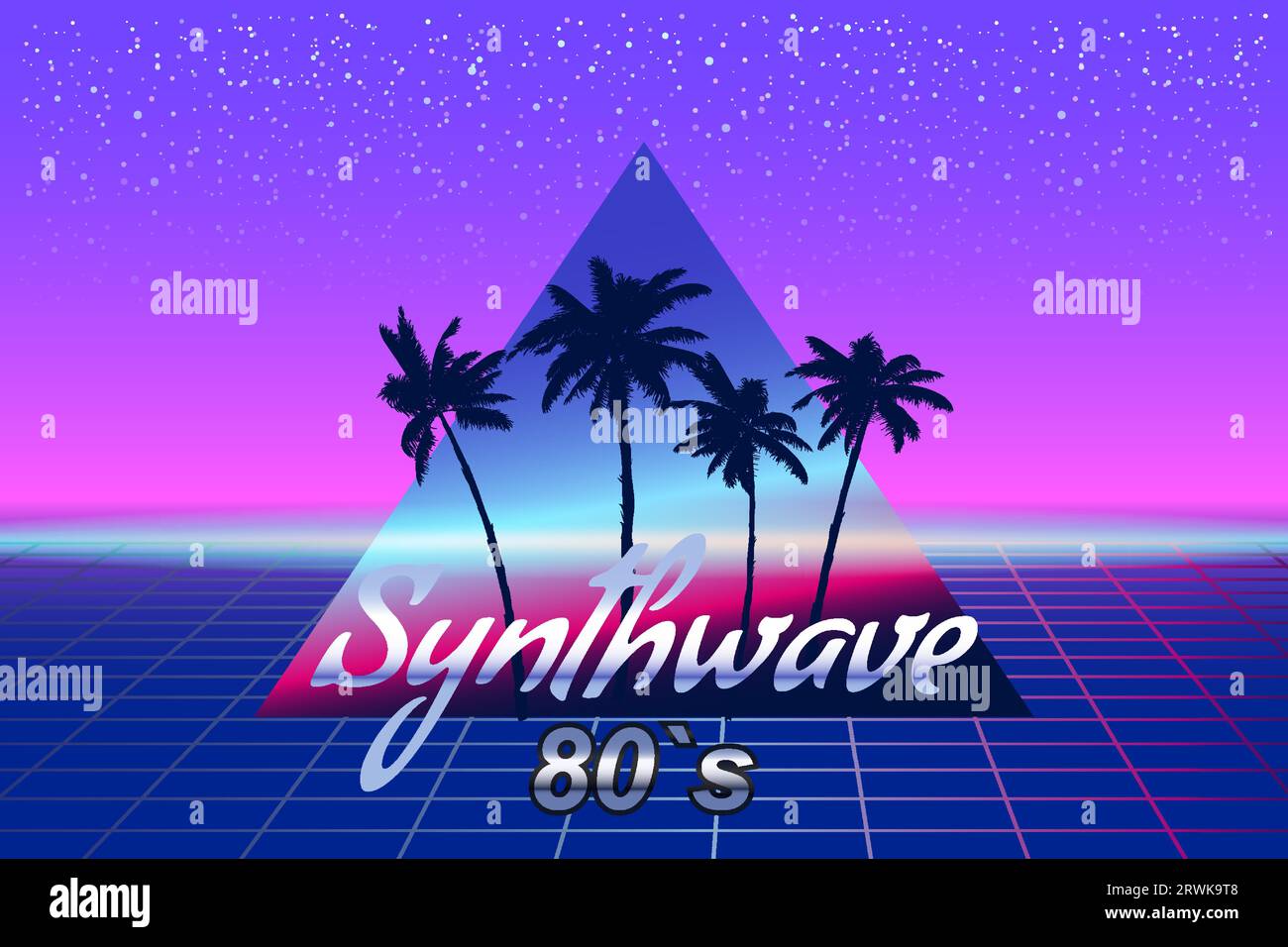 Synthwave 80 s retro banner vaporwave aesthetic background. Palms ...