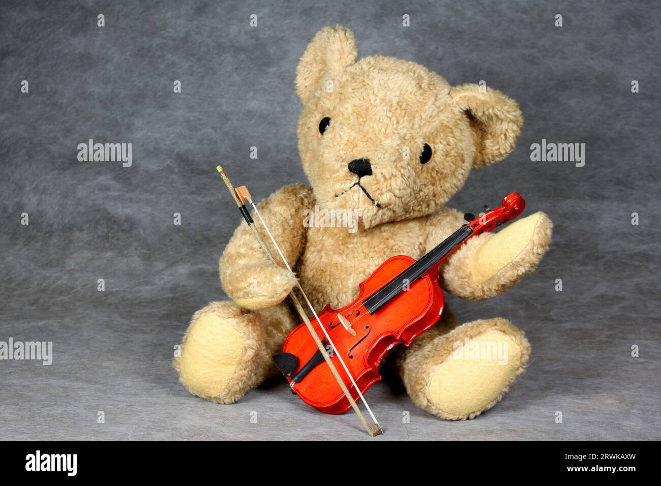 Teddy bear with violin Stock Photo - Alamy