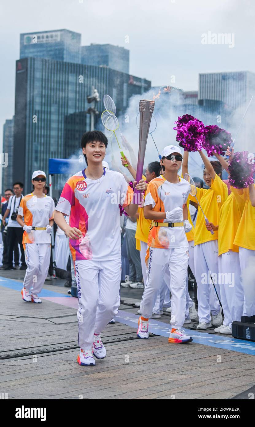 Hangzhou, China's Zhejiang Province. 20th Sep, 2023. Torch bearer Chen ...