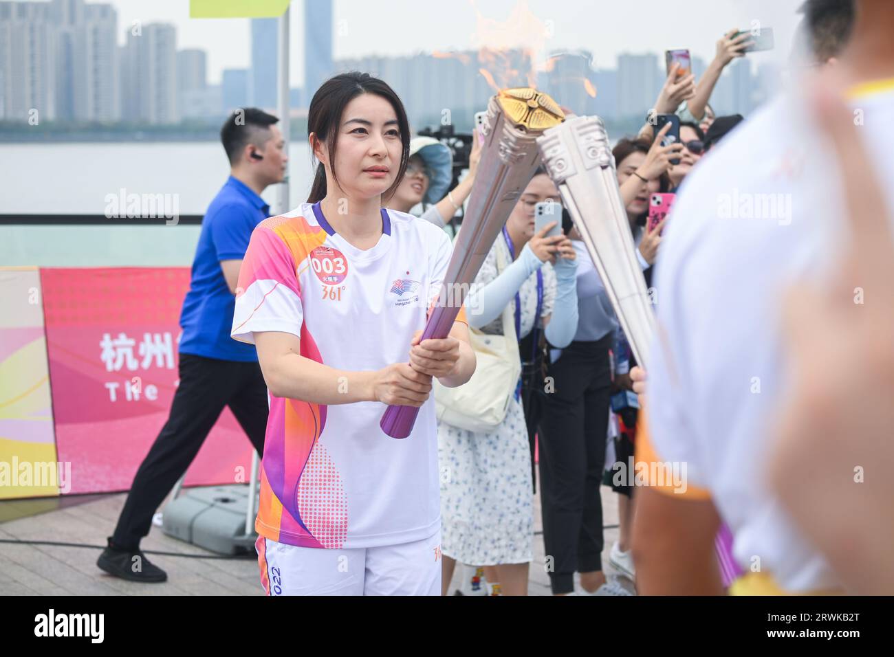 Hangzhou, China's Zhejiang Province. 20th Sep, 2023. Torch bearer Guo ...