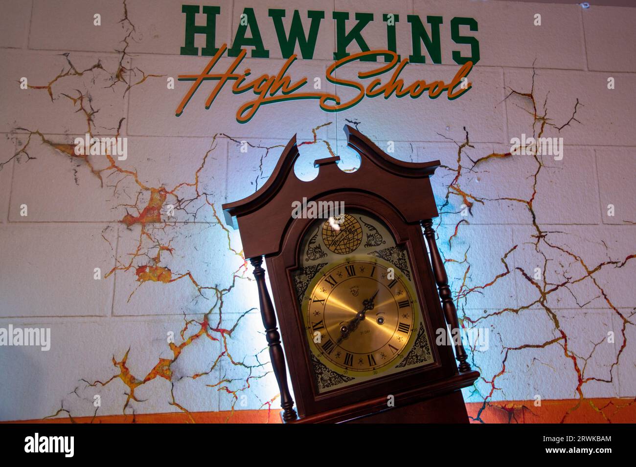 Hawkins , USA - 09 18 2023 : Hawkins High School pendulum clock ...
