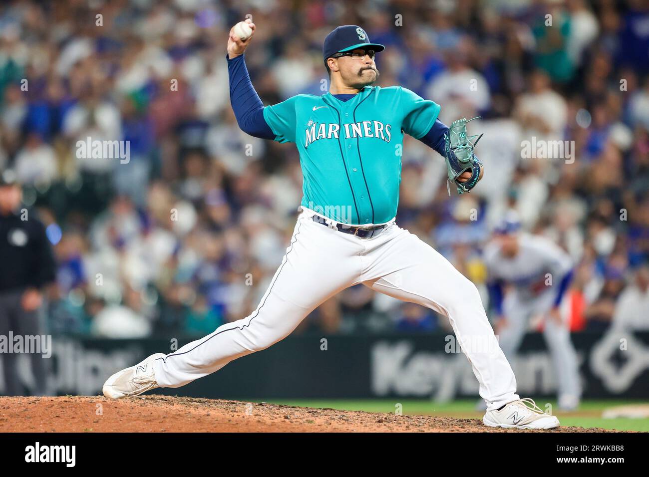 Seattle Mariners relief pitcher Isaiah Campbell throws against the Los ...
