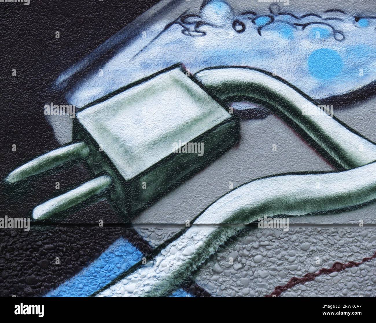 Plug graffiti in blue-grey tones, cut-out, format-filling Stock Photo ...