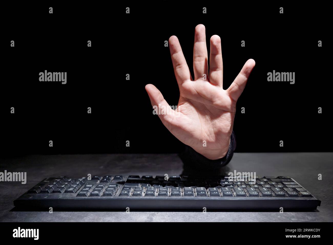 Human hand with stop sign gesture. Cyber Security concept Stock Photo ...