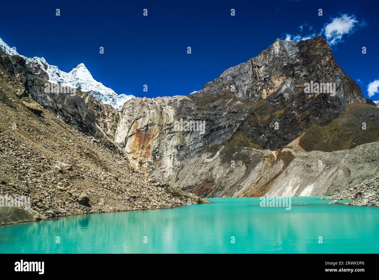 Photo of lagoon and Alpamayo, one of peaks in Peruvian Andes in Parque ...