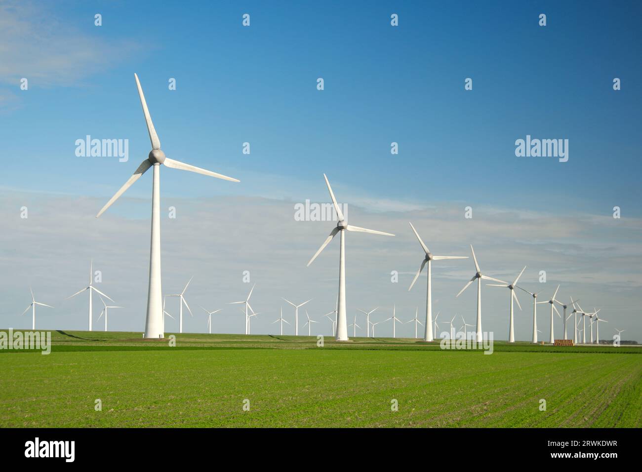 Wind turbines for electric power production in the Netherlands Stock ...