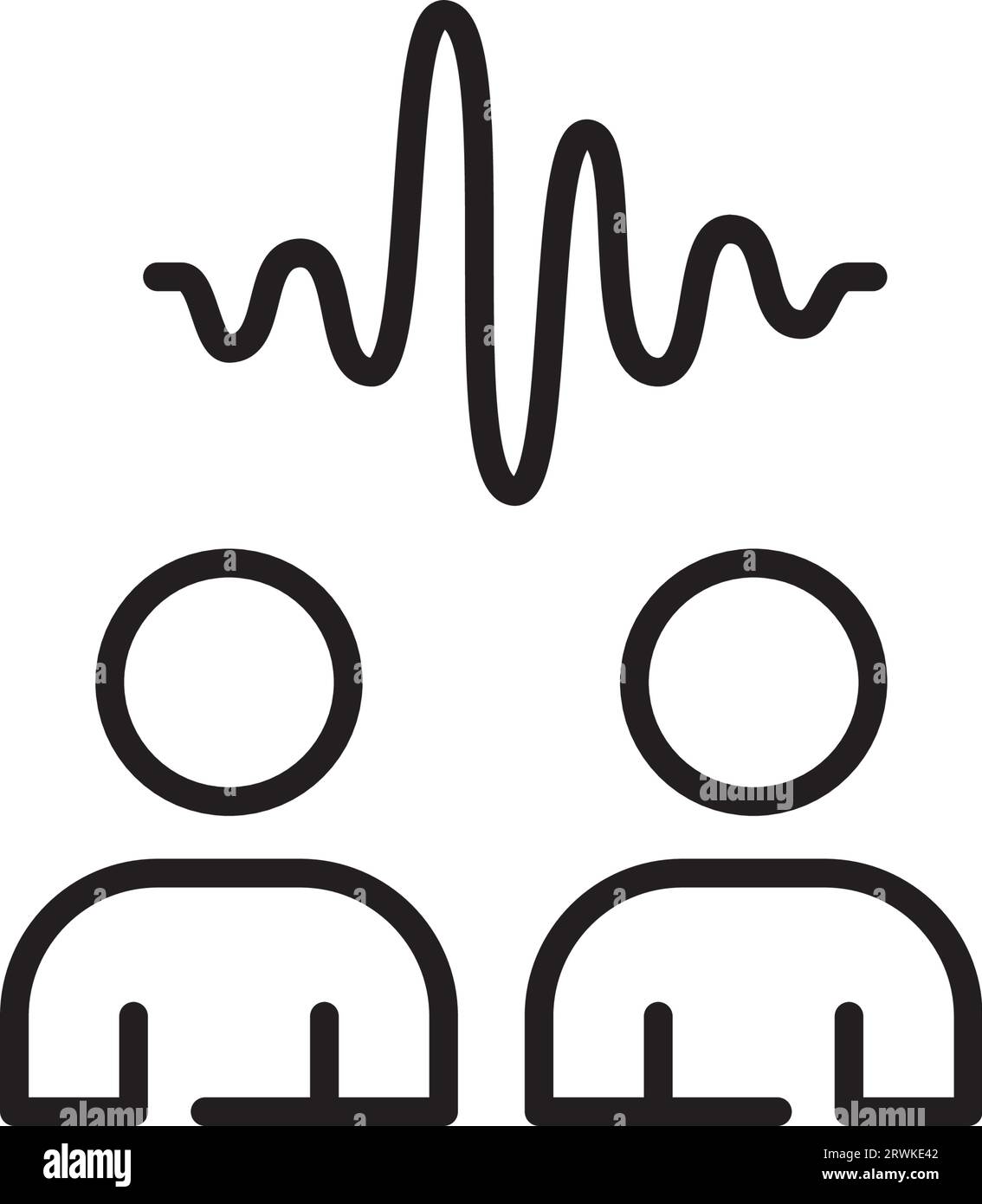 Two people talking. Sound wave symbol. Pixel perfect, editable stroke ...