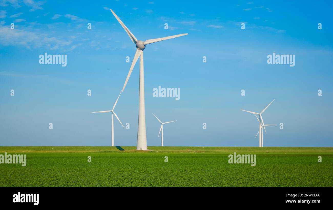 ocean Wind Farm. Windmill farm in the ocean. Offshore wind turbines in ...