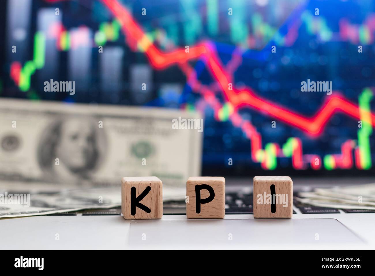 KPI, Key Performance Indicator concept, small cube block with alphabets ...