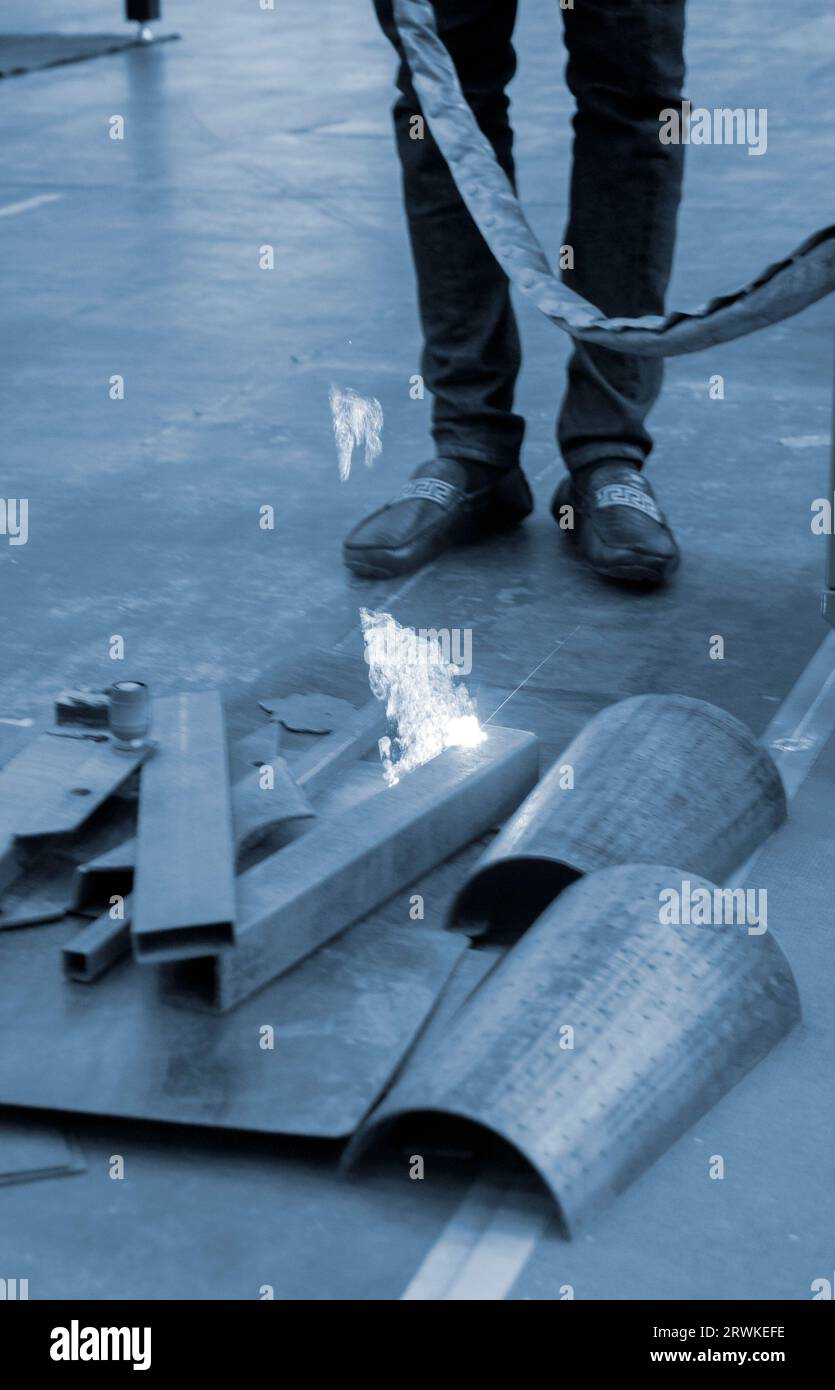 Laser cleaning of metal. Industrial removal of rust of metal surface ...