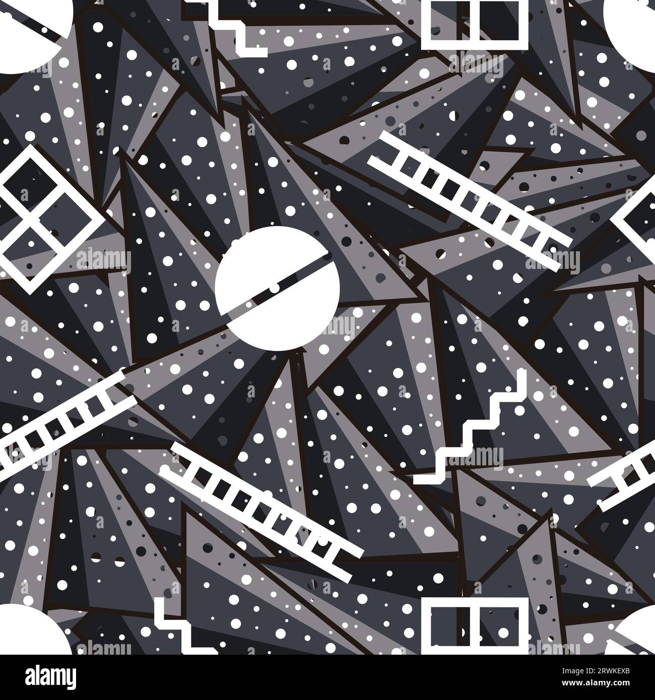 abstract iron metal ladder construction window seamless pattern vector ...