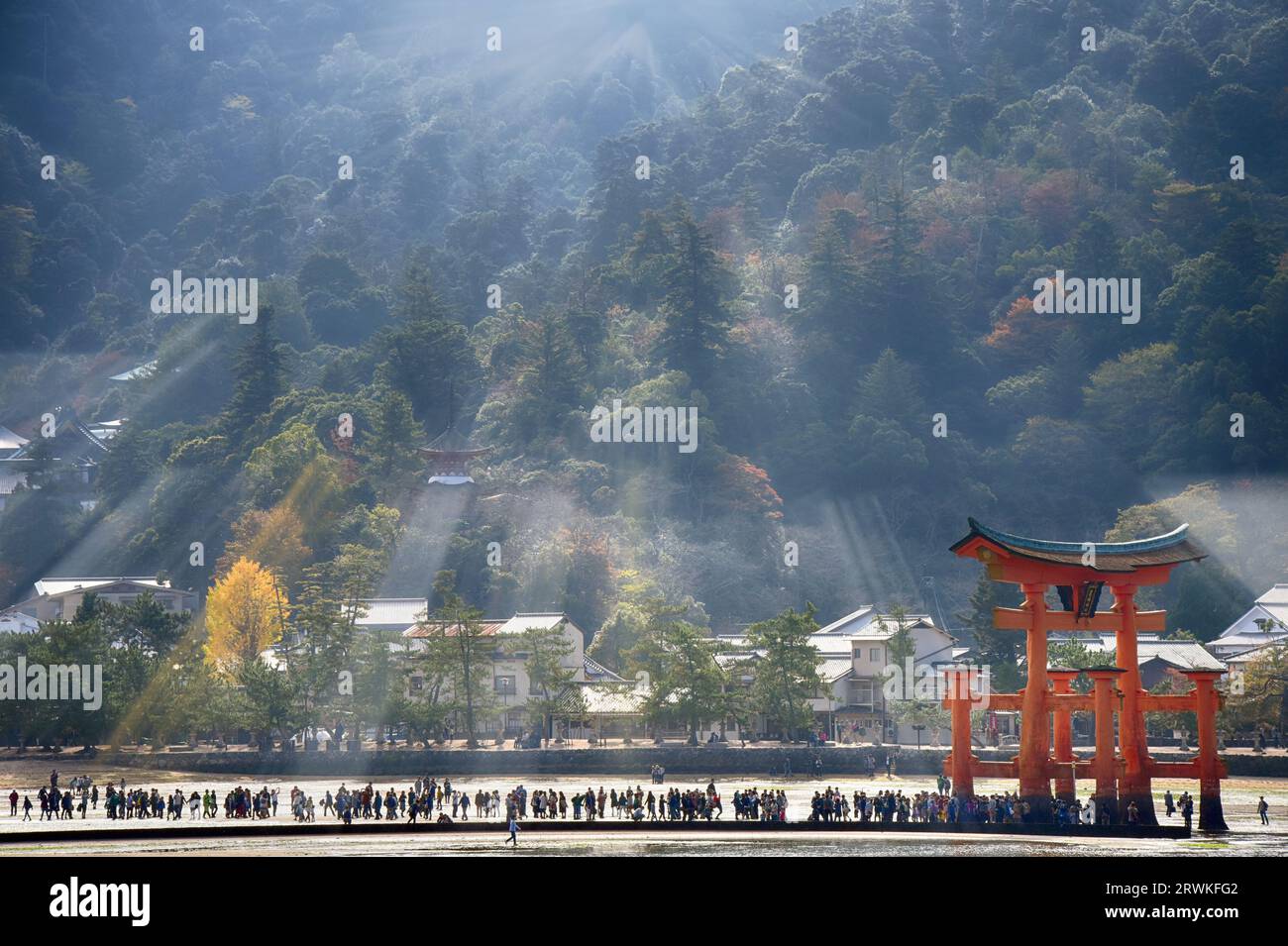 Great Torii Gate - Itsukushima Island in Hatsukaichi, Japan Stock Photo ...