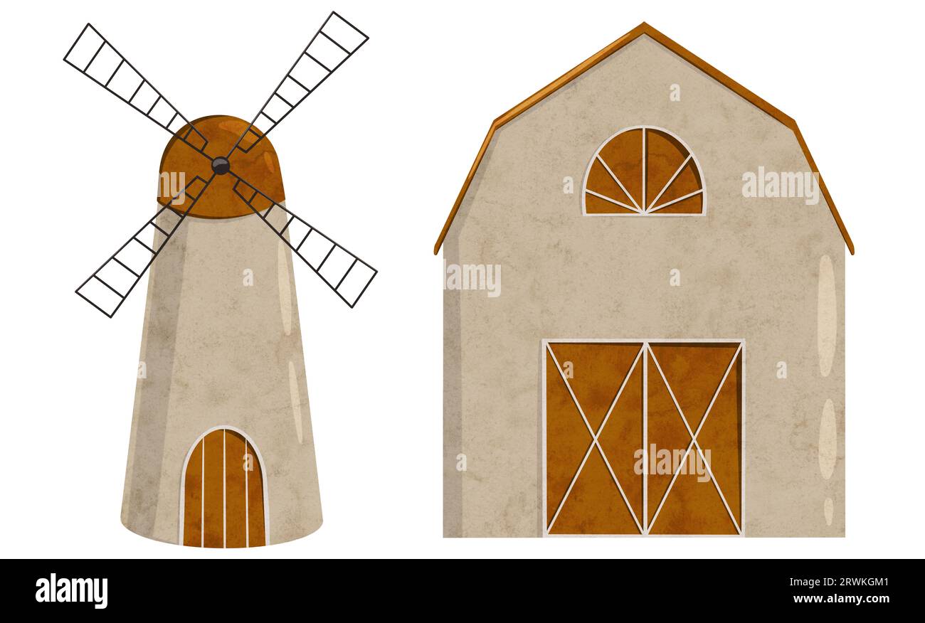 Clipart illustration cartoon windmill hi-res stock photography and ...