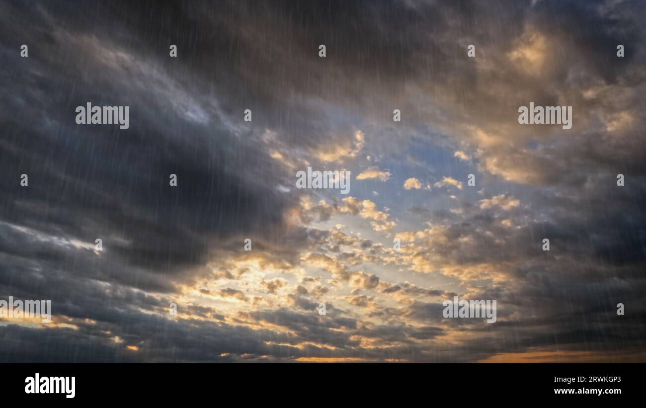 stroung rainfall on sky with clouds - nice weather background - photo ...