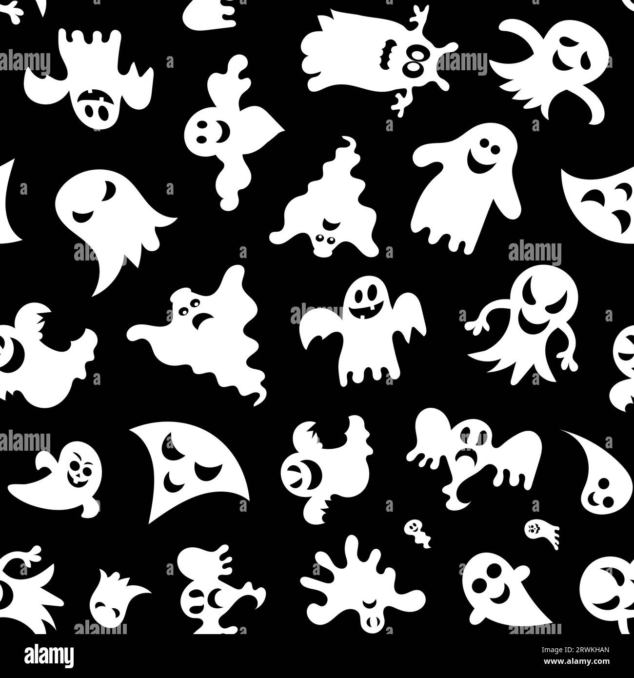 Seamless vector pattern for Halloween design. Halloween symbols ghost ...