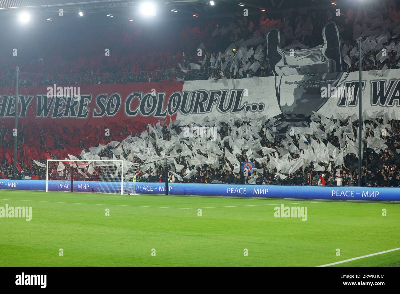 ROTTERDAM, NETHERLANDS - SEPTEMBER 19: fans of Feyenoord with banner ...