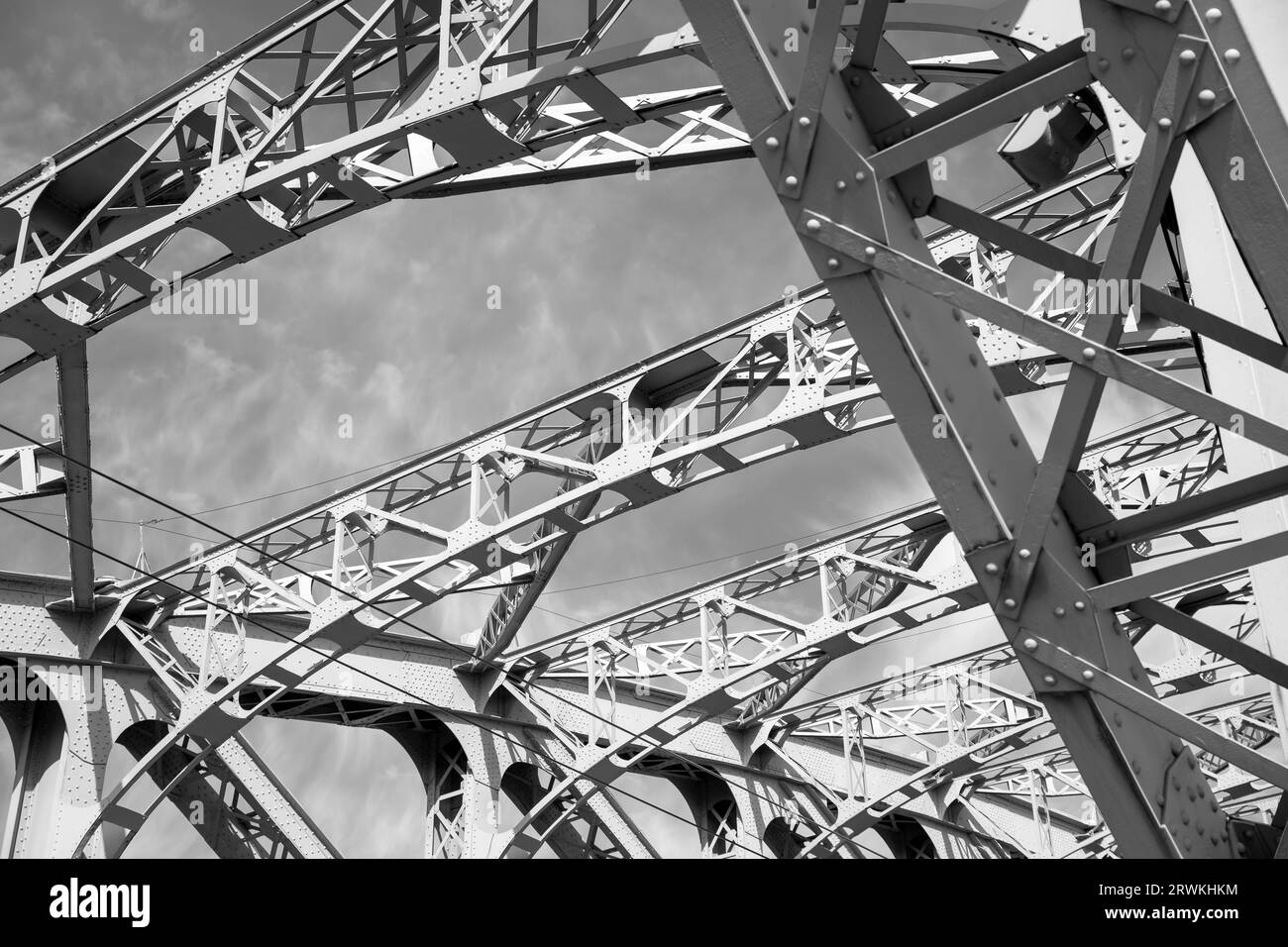 historical metal steel arch bridge. details of construction, close-up ...