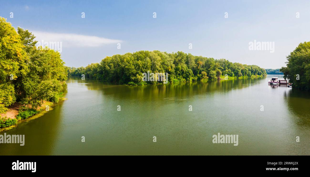 confluence of Vltava and Labe rivers near Melnik, Czech Republic Stock ...