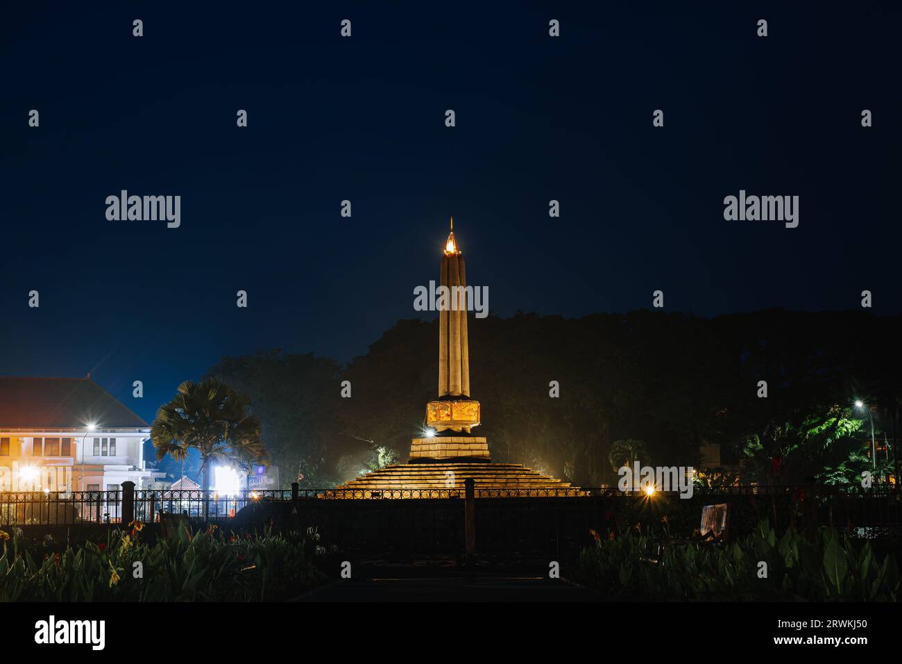 Tugu Malang at night. Main landmark and tourist icon of Malang City in ...