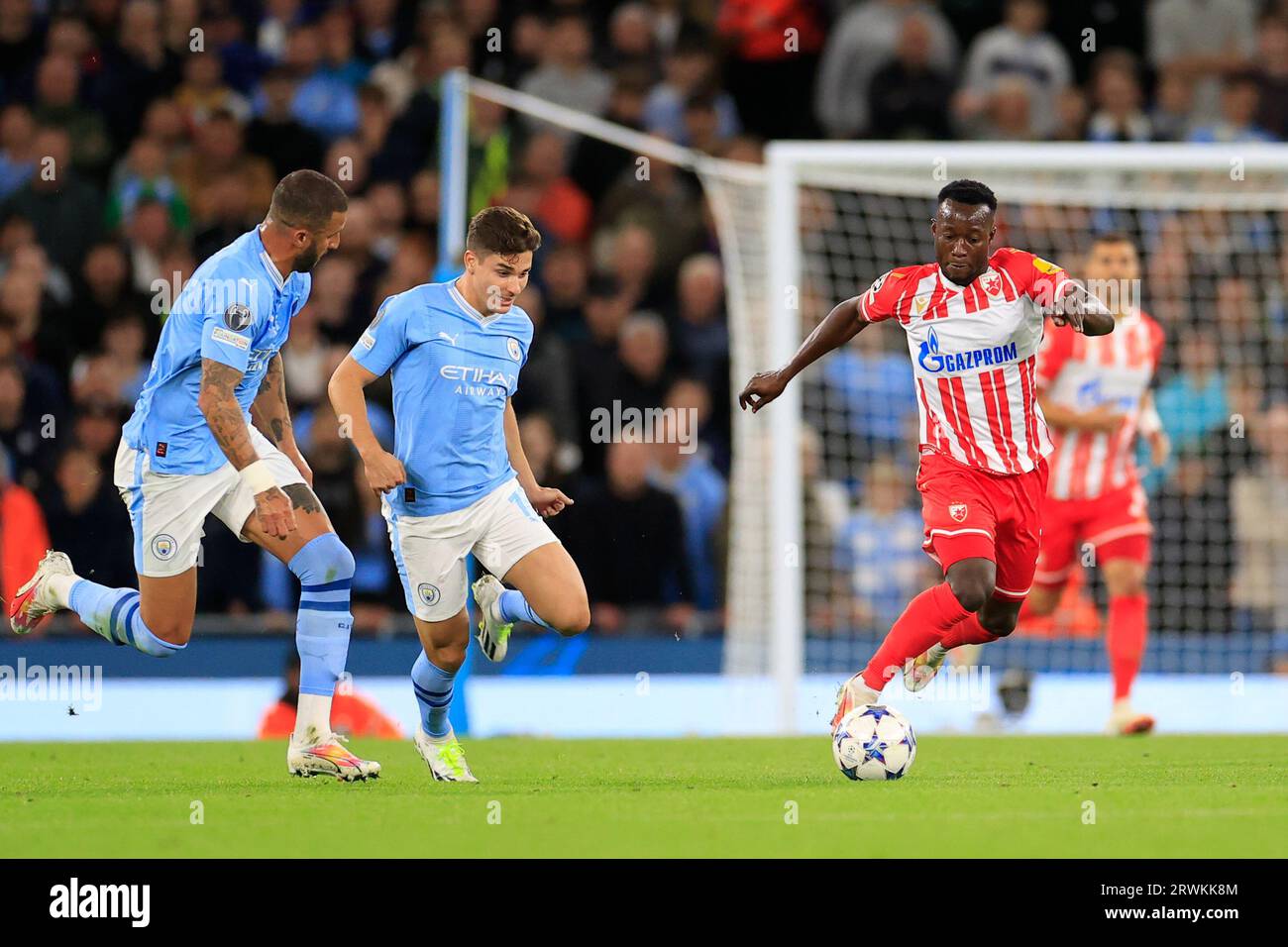 Osman Bukari #30 of Red Star Belgrade tries to break free during the ...