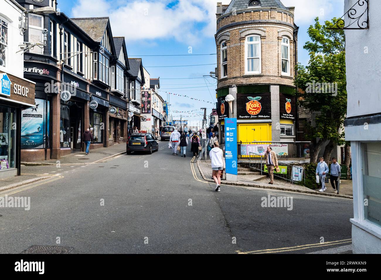 Fore Street in Newquay in Cornwall in the UK Stock Photo - Alamy