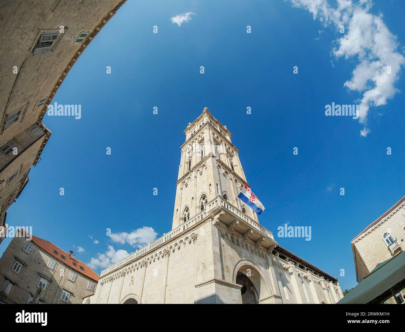 Clock tower of Trogir medieval town in Dalmatia Croatia UNESCO World ...