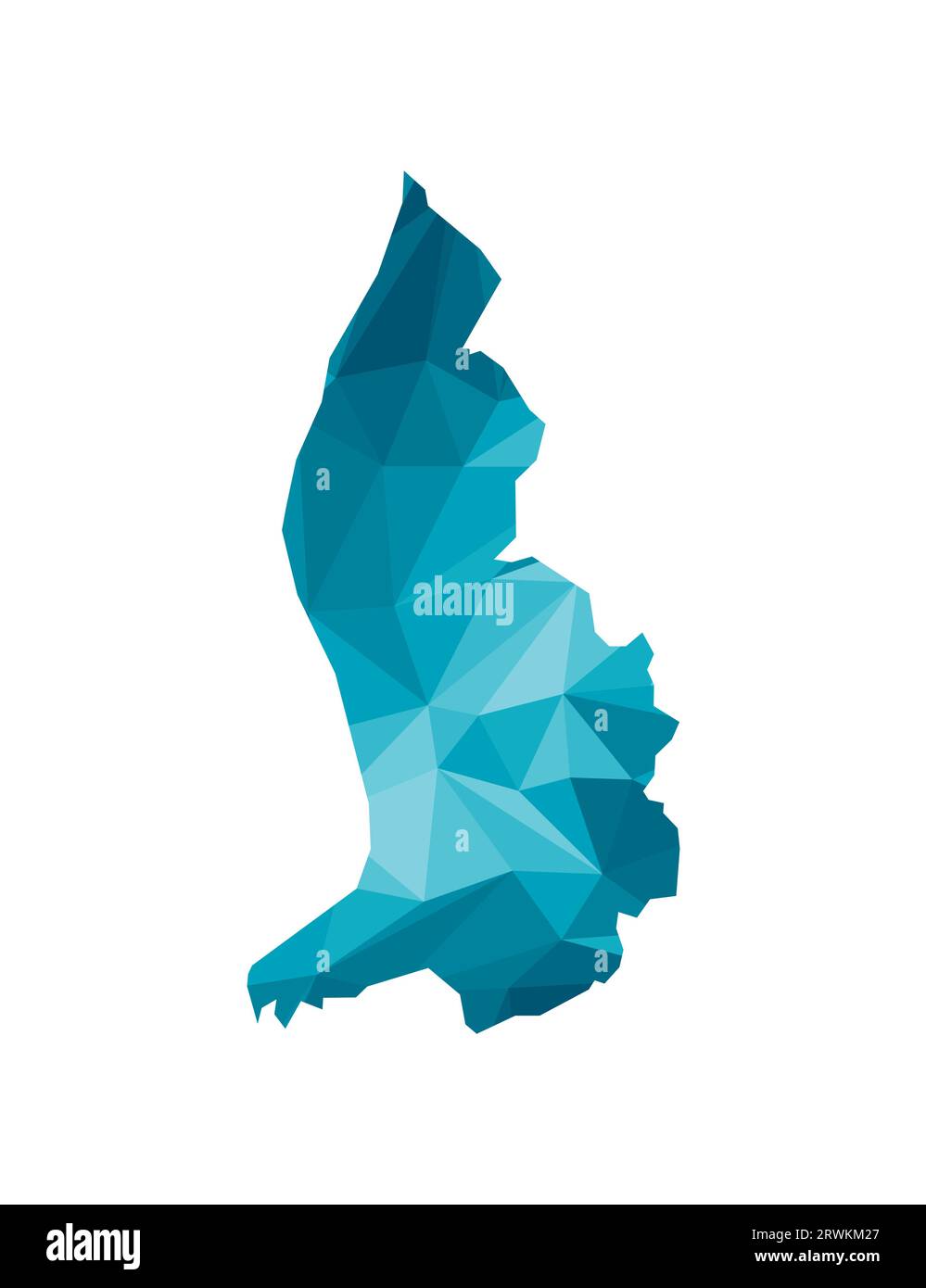 Vector isolated illustration icon with simplified blue silhouette of Liechtenstein map ...