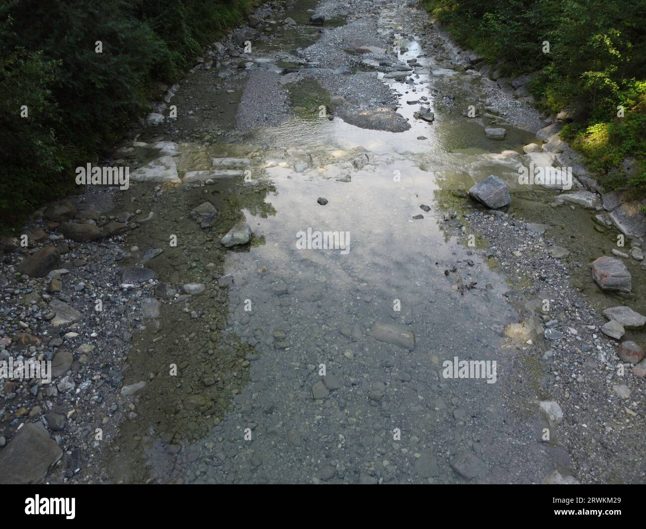 Stream in a natural area in Upper Bavaria with barrages and large ...